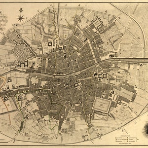 Old Map of Dublin - Historical Map of Dublin - Old City Map Archival ...