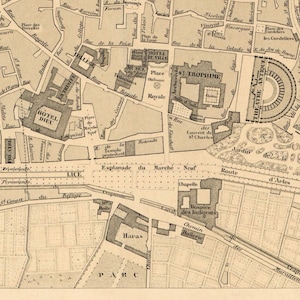 Arles Map - Vintage Style Map of Arles, Illustrated Old City Plan With ...