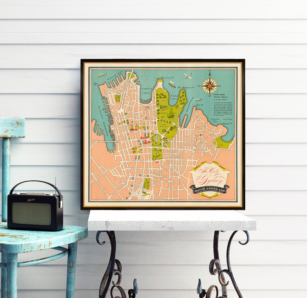Sydney Souvenir Map - Vintage Map of Sydney From 1953, Wonderful Gift ...