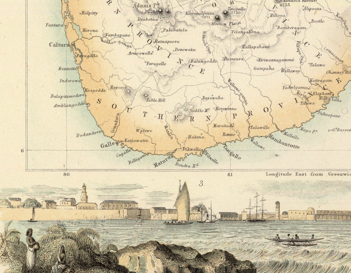 Pictorial map of Ceylon Map of Sri Lanka available on paper | Etsy