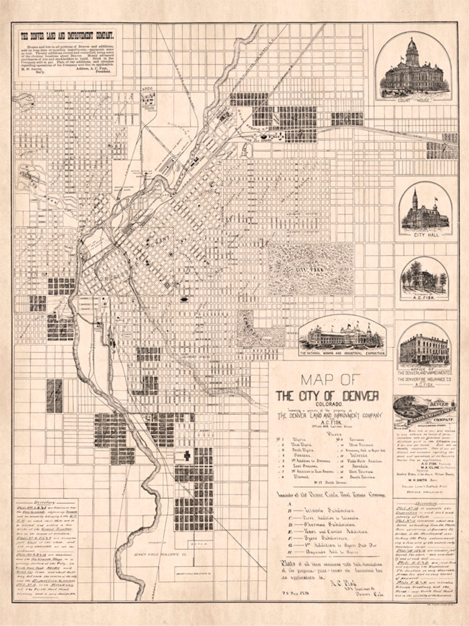 Map of Denver Old City Plan Restored Wall Map of Denver - Etsy