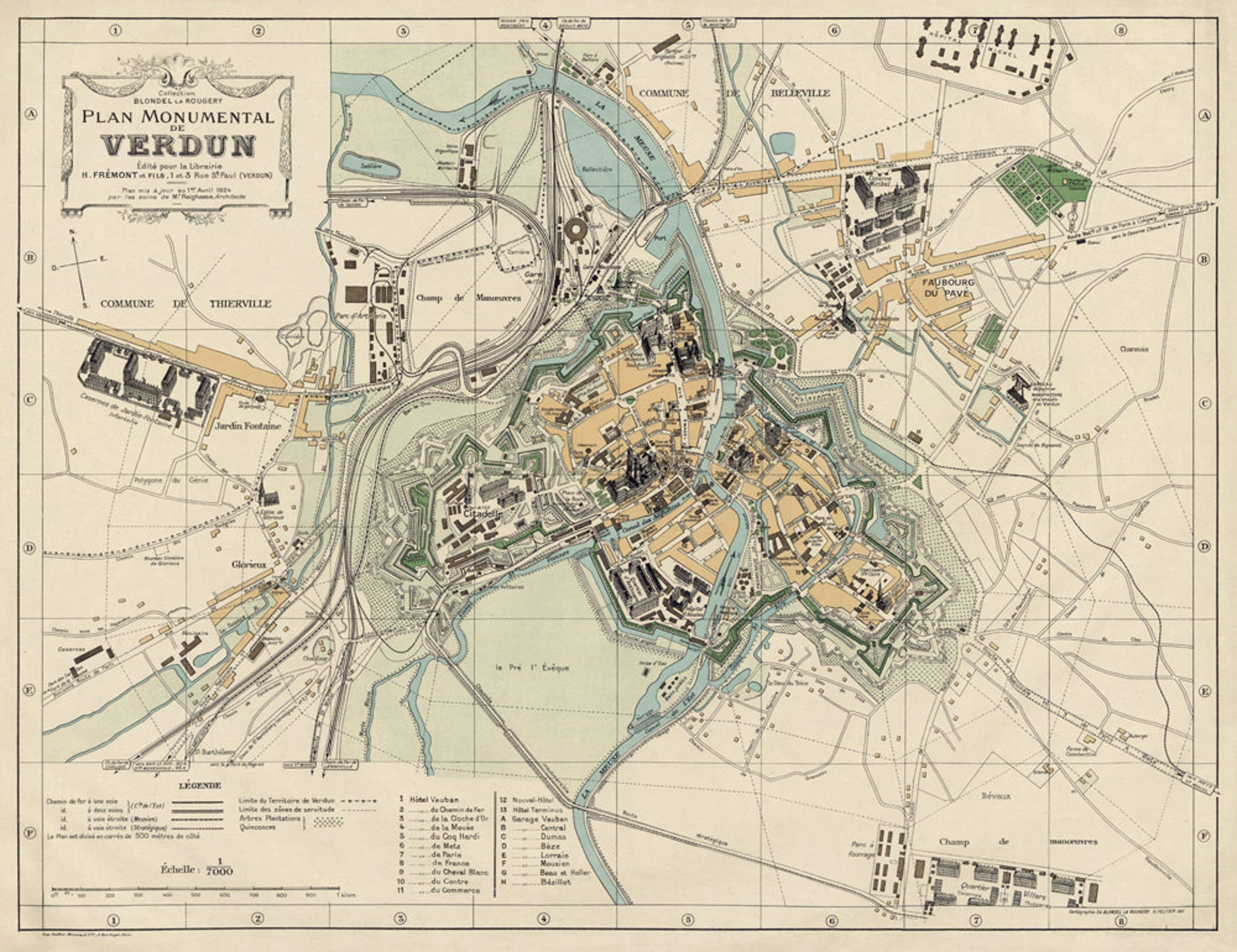 Verdun Map | Old City Guide Art | Plan Monumental De Verdun | WWI ...