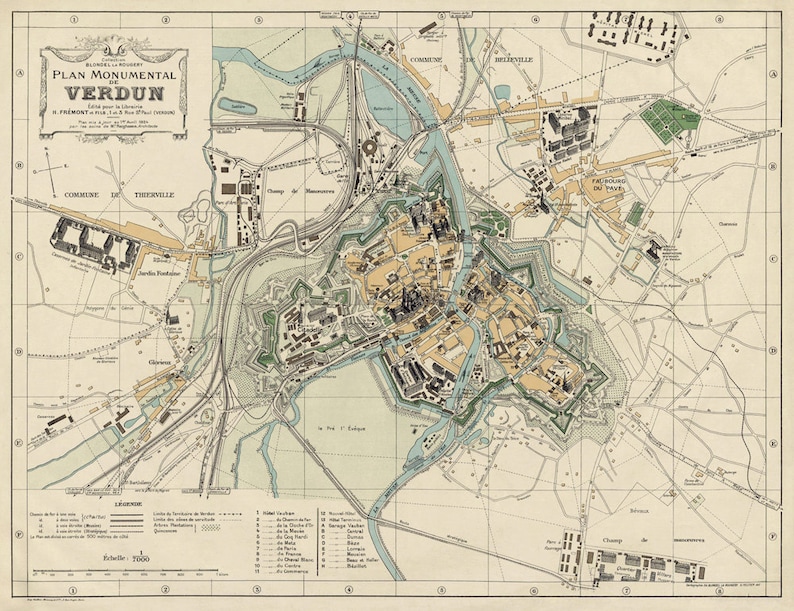 Verdun Map | Old City Guide Art | Plan Monumental De Verdun | WWI ...