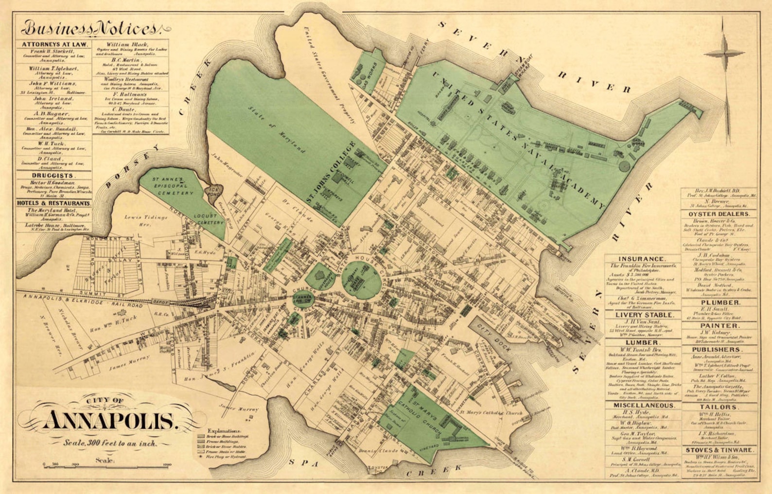 Old Map of Annapolis maryland Old City Plan Restored - Etsy