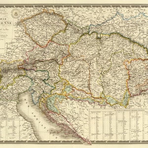 Historical Map of Austria and Austrian Empire - Large Wall Map Print - Etsy