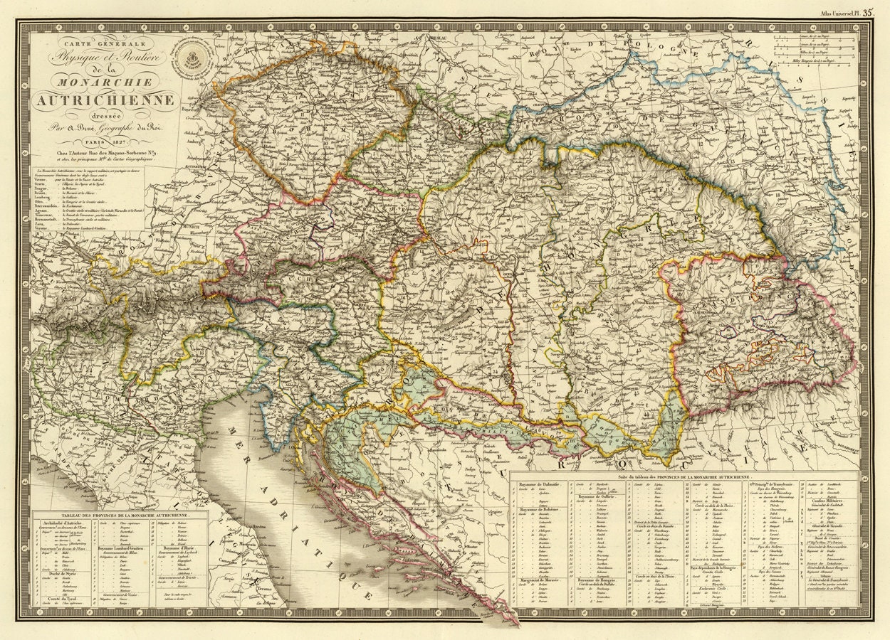 Historical Map of Austria and Austrian Empire Large Wall Map - Etsy