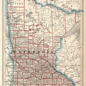 Old Map of Minnesota - Historical Map Restored - Wall Map Print ...