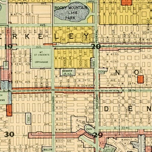 Commercial Map of Denver - Old City Map From 1933, Detailed Map, Wall ...
