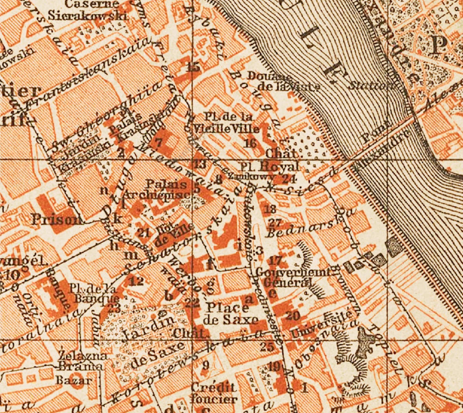 Old Map of Warsaw La Carte De Varsovie Old City Plan - Etsy