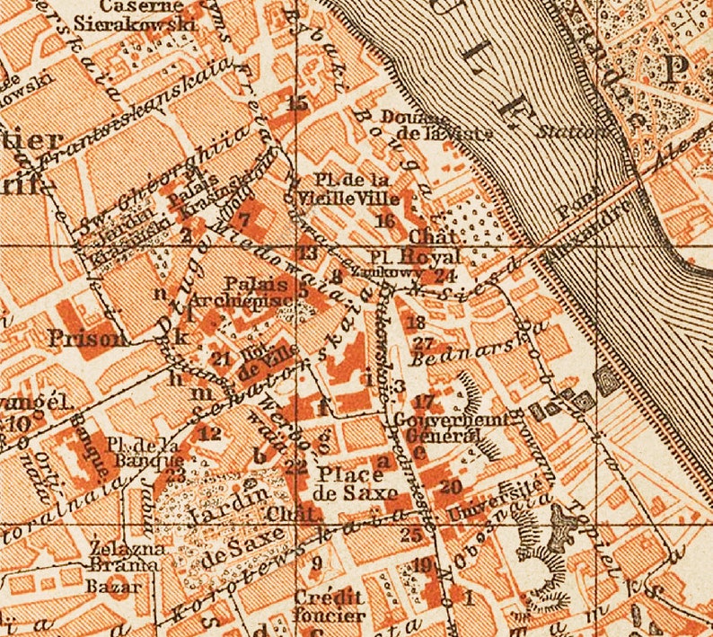 Old Map of Warsaw La Carte De Varsovie Old City Plan - Etsy