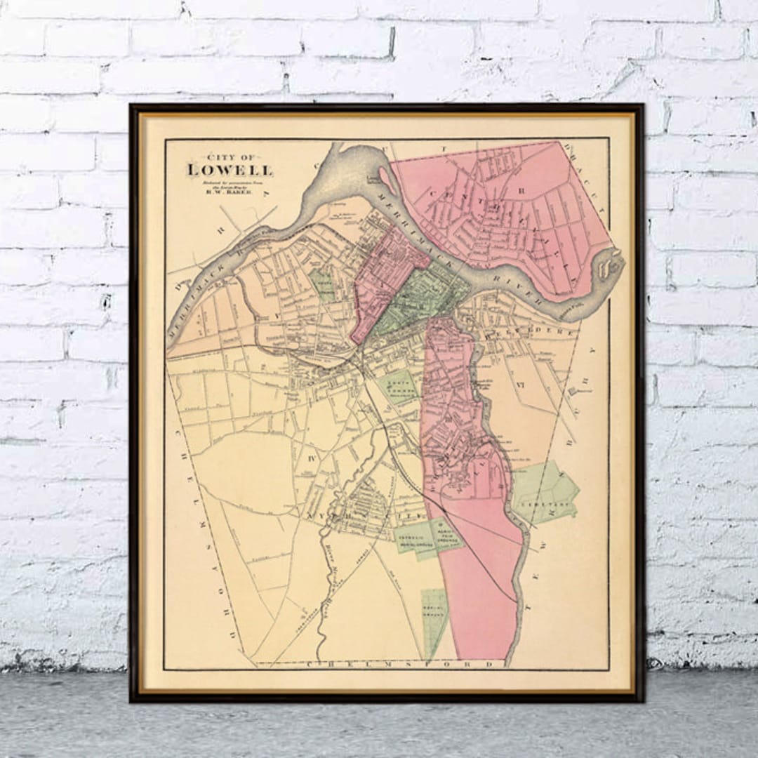 Lowell Map (massachusetts) - Old Map of Lowell Print - Fine Print on ...