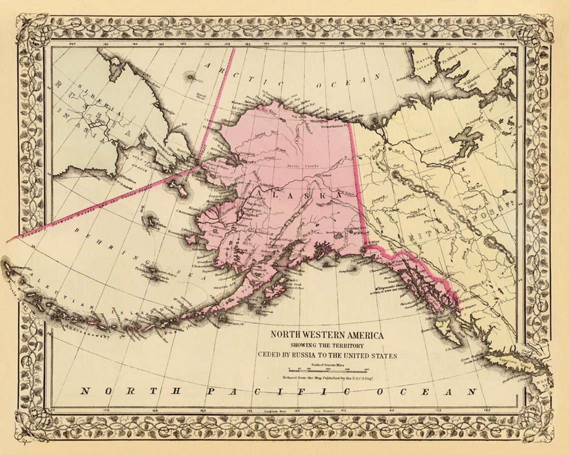Alaska Map Vintage Map of Alaska Print Old Map Fine Print - Etsy