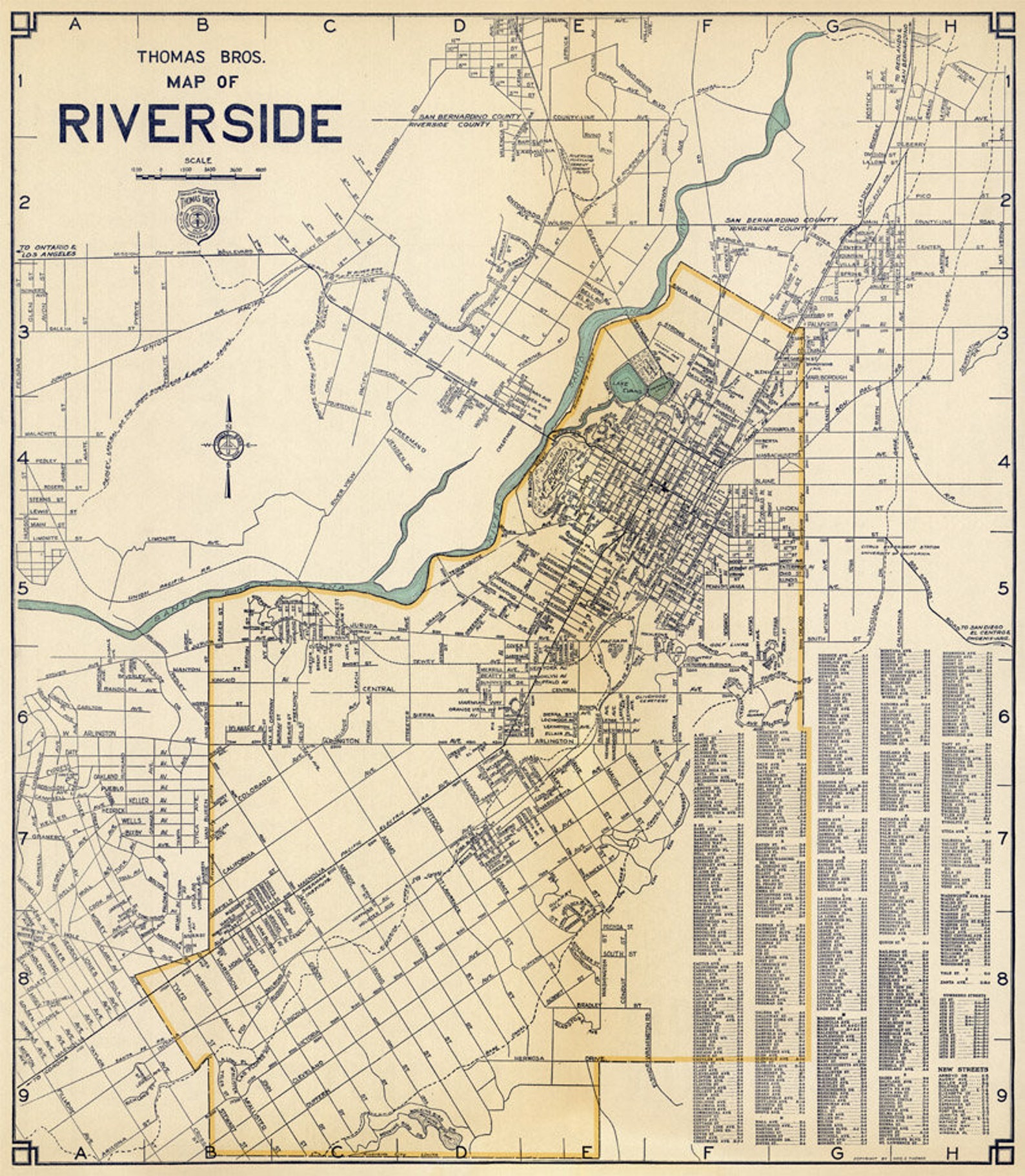 Old Map of Riverside Old City Map Print Large Map Poster - Etsy
