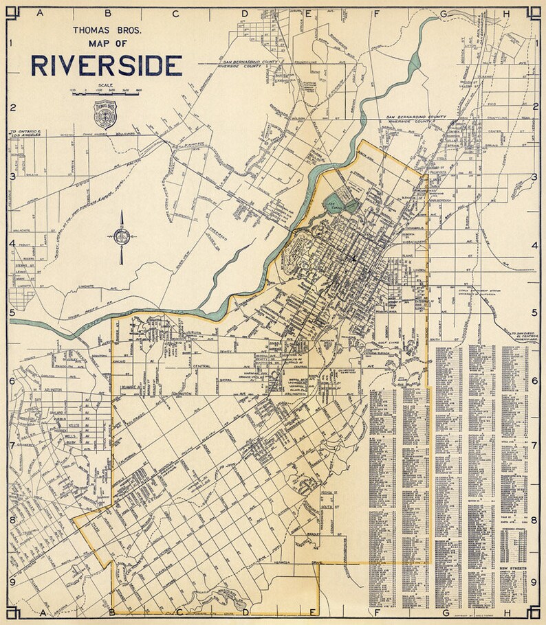 Old Map of Riverside Old City Map Print Large Map Poster - Etsy