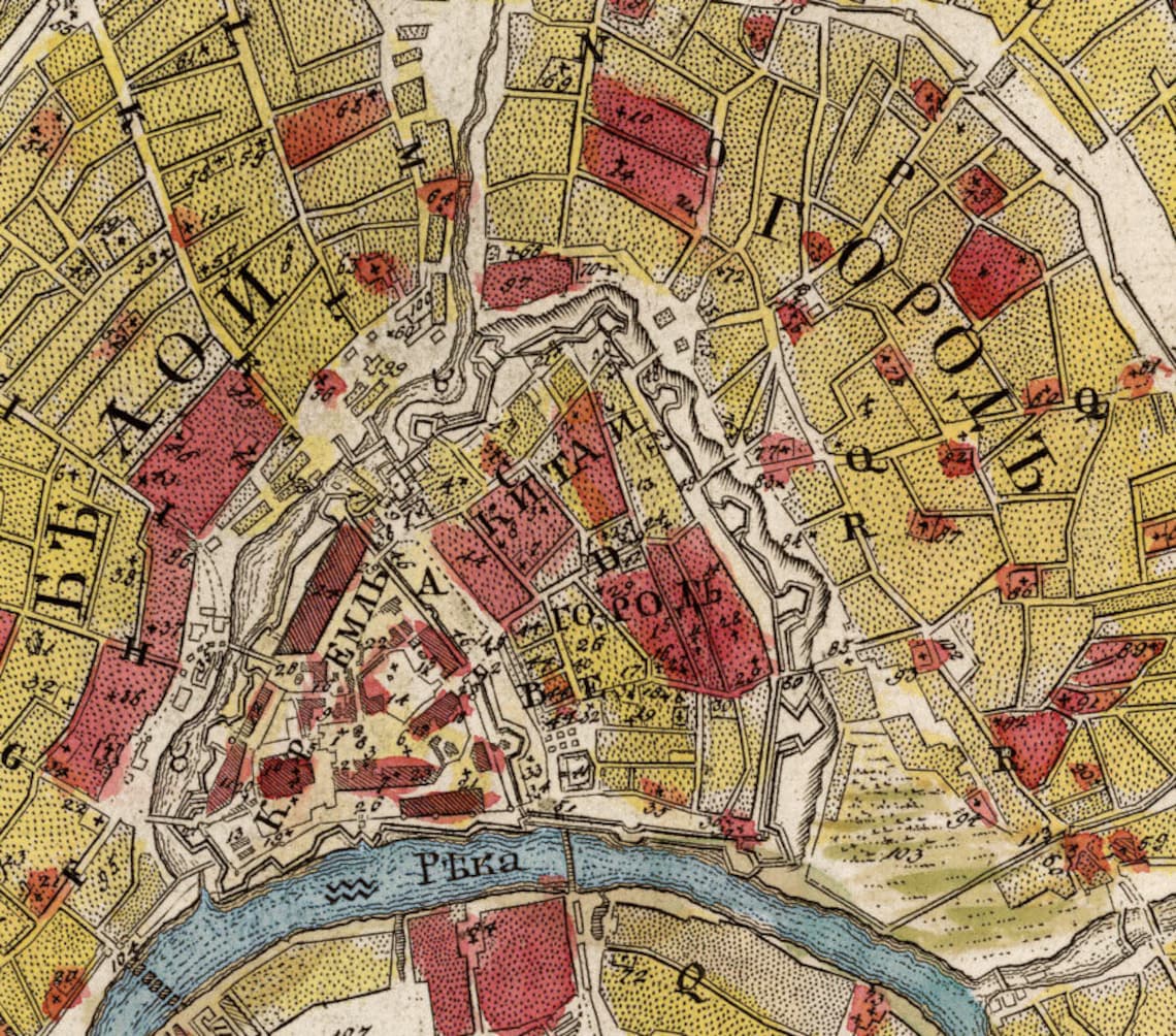 Moscow Map Old Map of Moscow Print Fine Reproduction on - Etsy