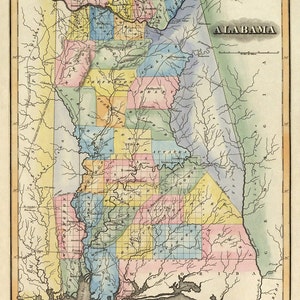 Old Map of Alabama - Wonderful Reproduction of Alabama Map, Available ...