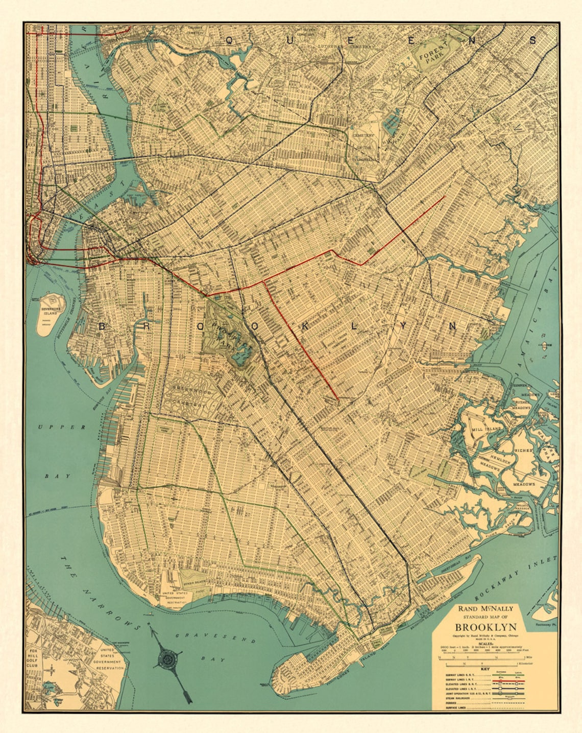 Old Map of Brooklyn Reproduction Large Brooklyn Map Part of | Etsy