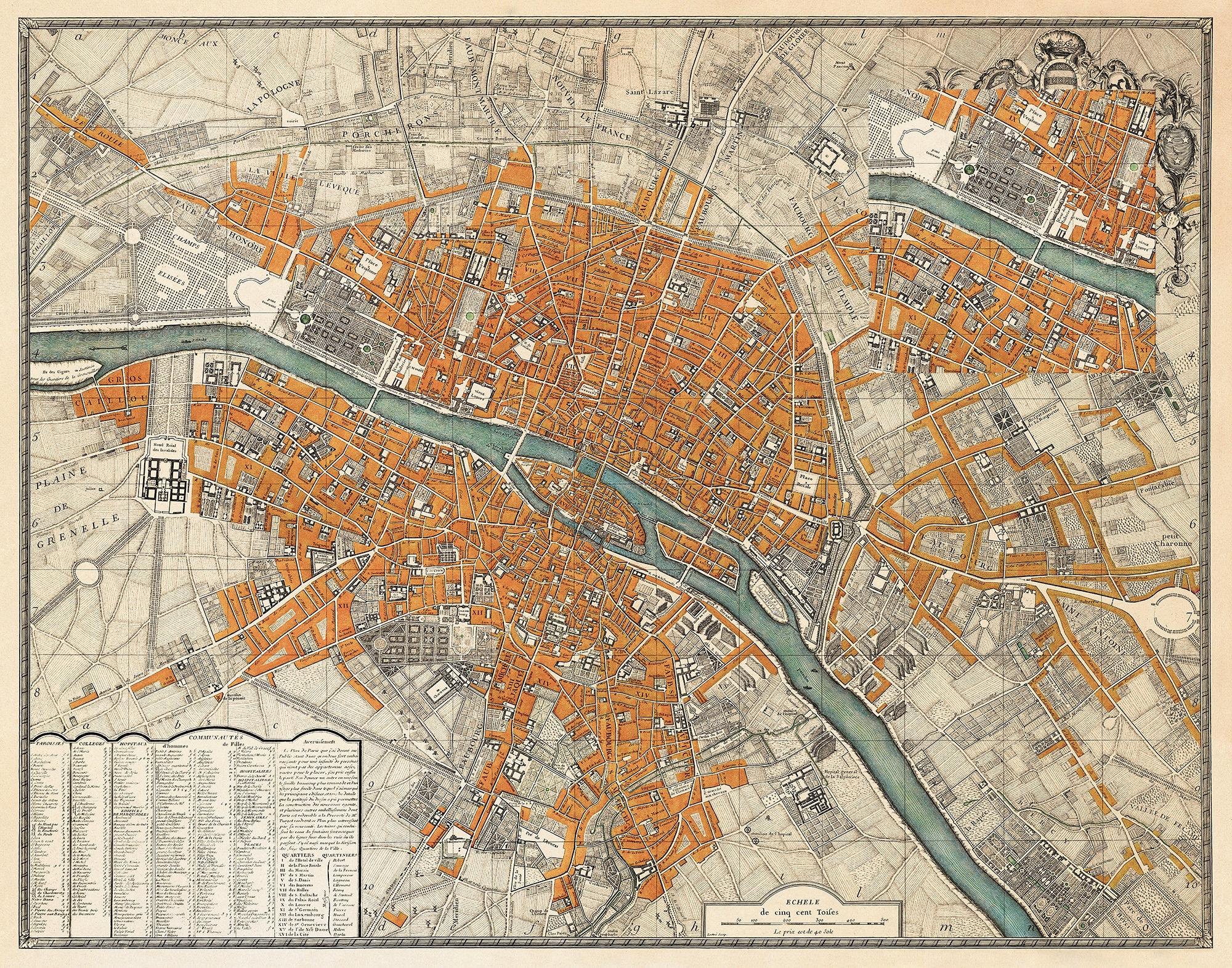 Paris Map, Old Map Restored, Plan De Paris Divisé En Seize Quartiers ...