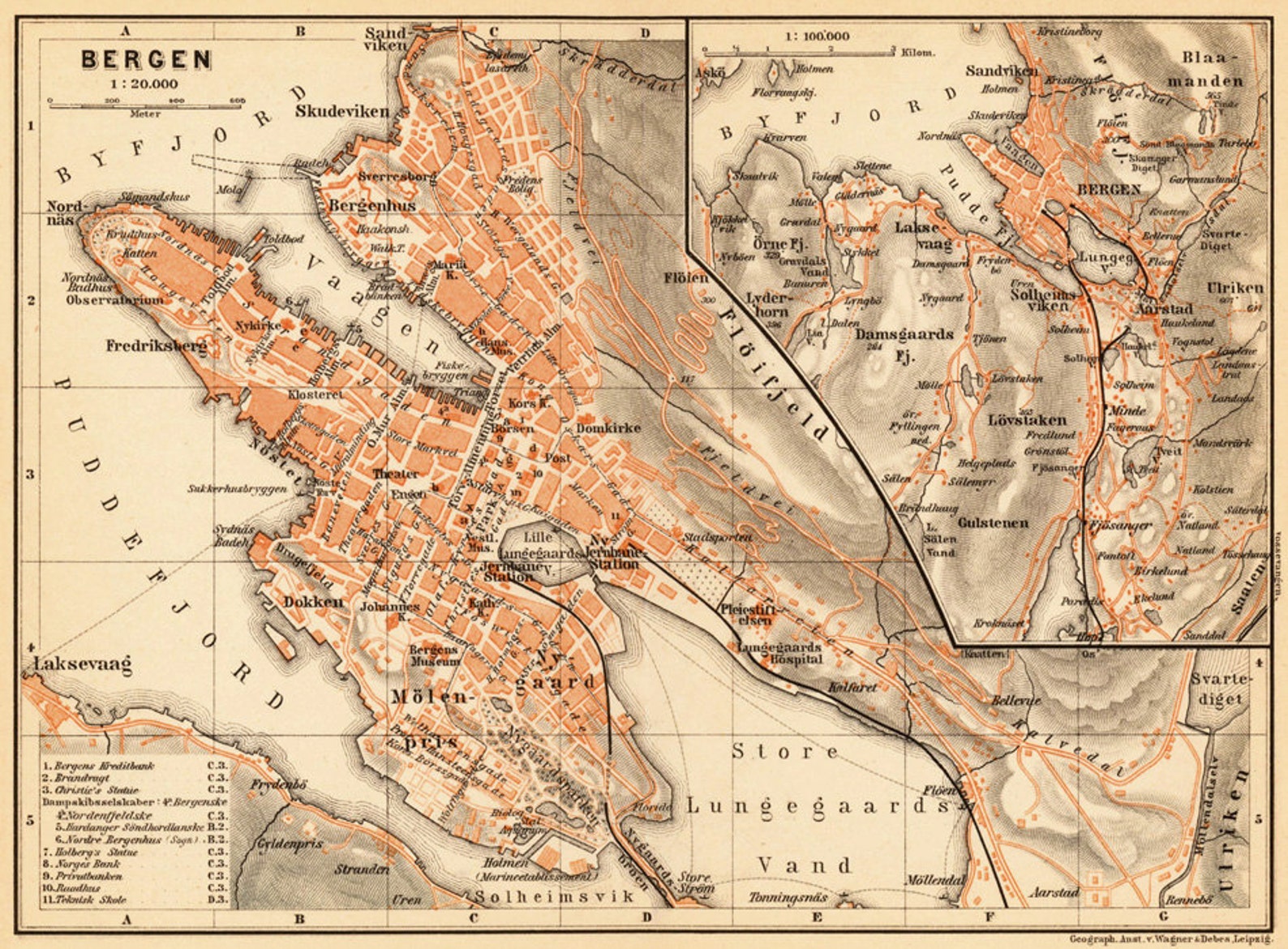 Bergen Map Vintage Map of Bergen Fine Archival Print - Etsy