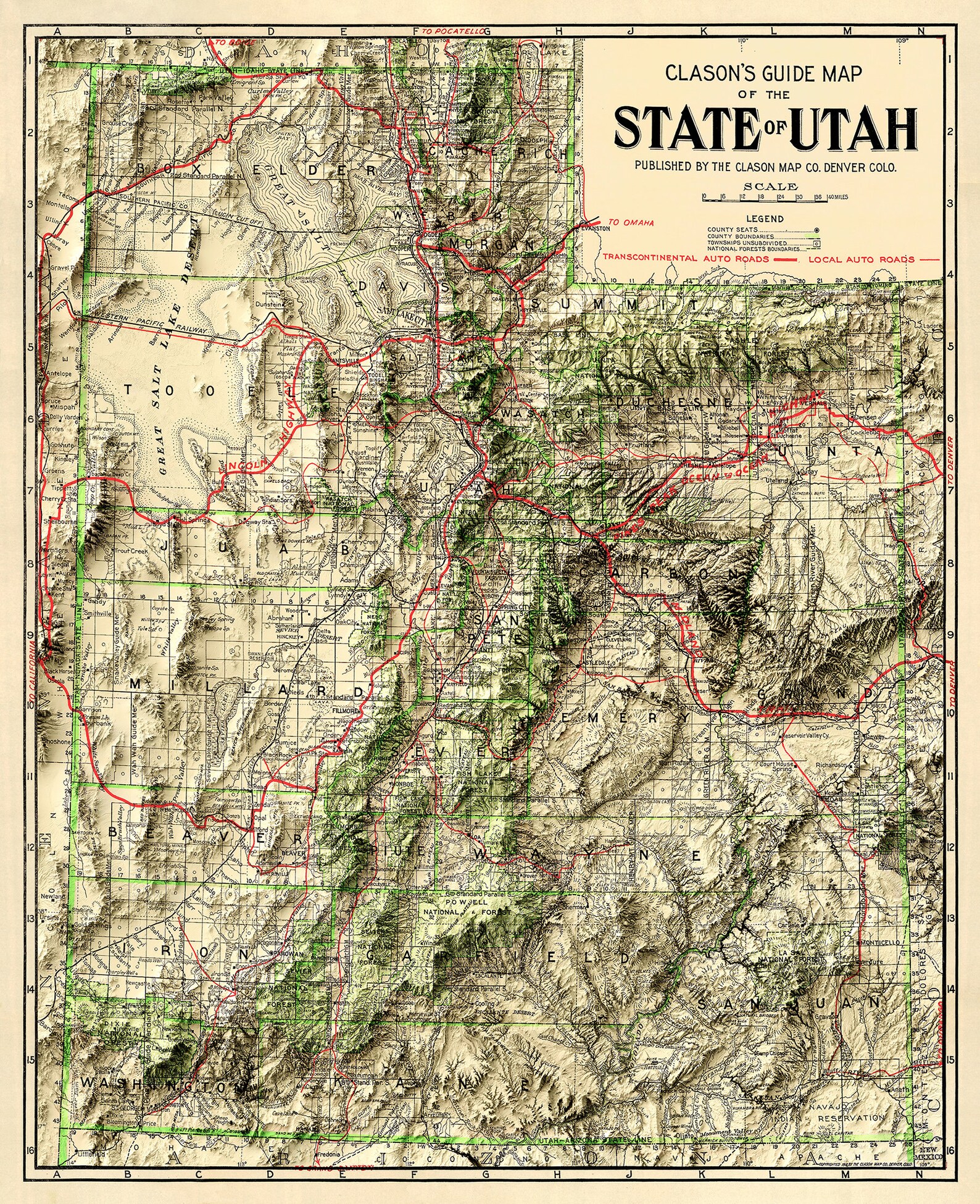 Old Map of Utah With a Relief Shading Effect, Bringing Back to Life Old ...