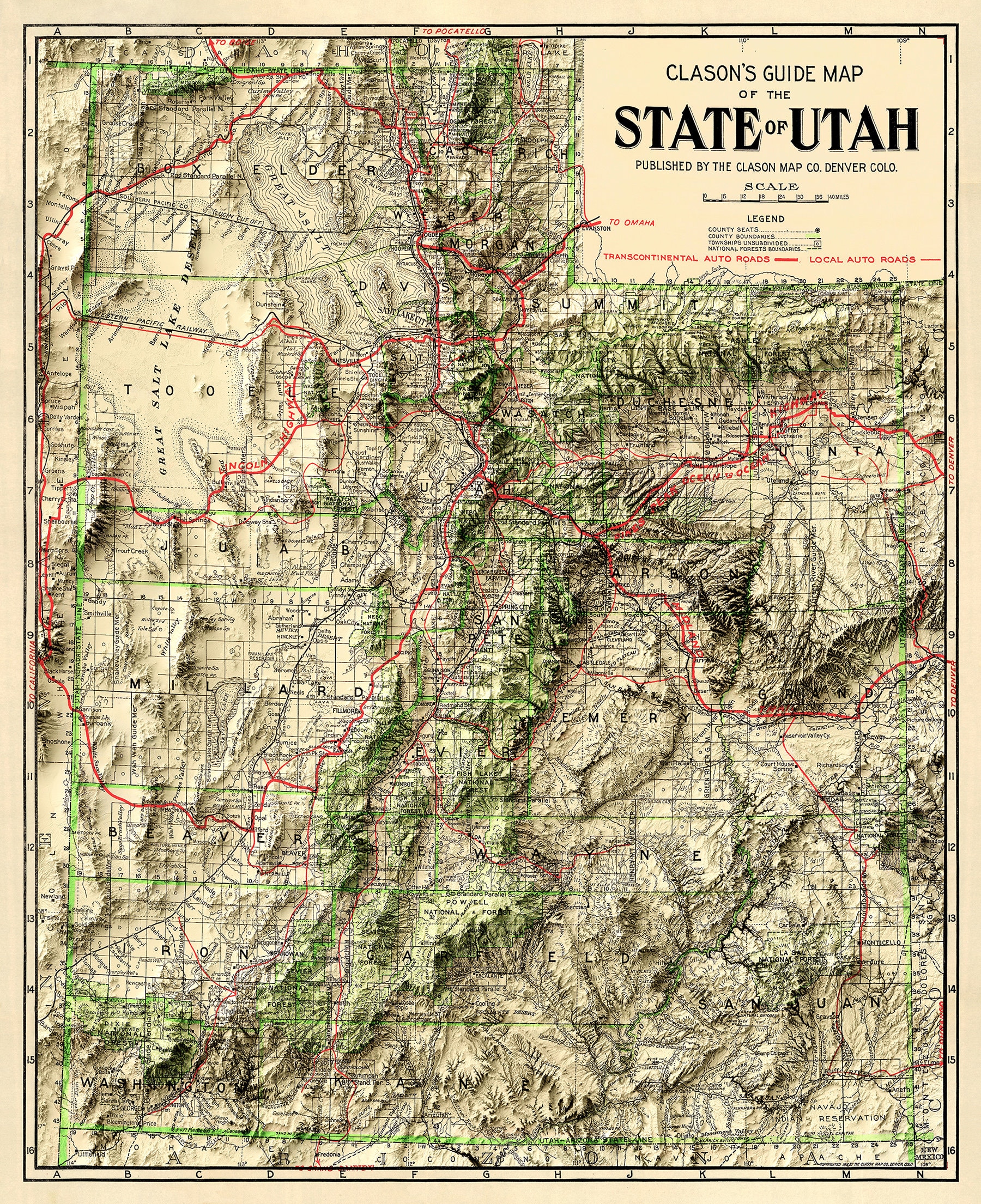Old Map of Utah With a Relief Shading Effect, Bringing Back to Life Old ...