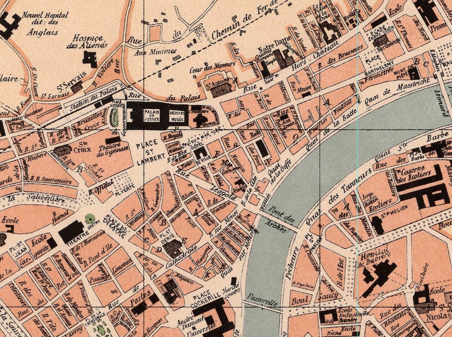 Historical Map of Liège Plan De La Ville De Liège Old City - Etsy UK