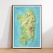 Physical Map of Sardinia With a Shaded Relief Effect, Very Detailed ...