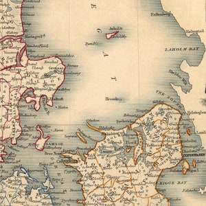 Antique Map, Old Map of Denmark, Vintage Map Showing Sleswig and ...