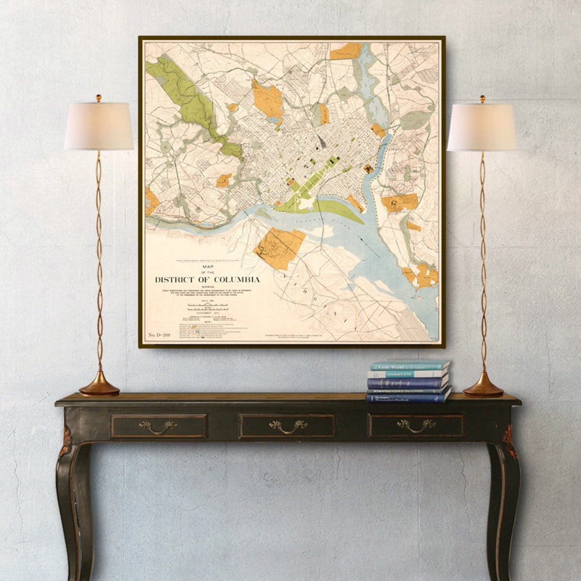 Washington Map Washington DC map Large wall map of | Etsy