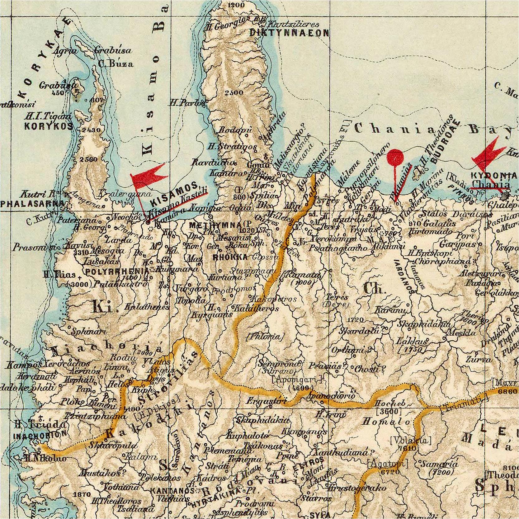 Crete Map | Antique Map Restored | Historical Topographic Chart | Fine ...