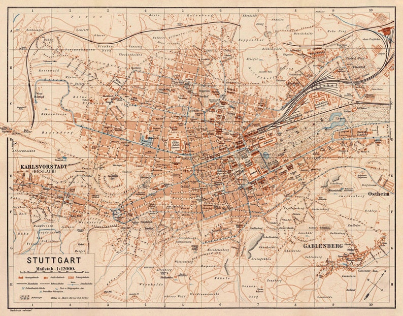 Stuttgart Map Old Map of Stuttgart Fine Reproduction - Etsy