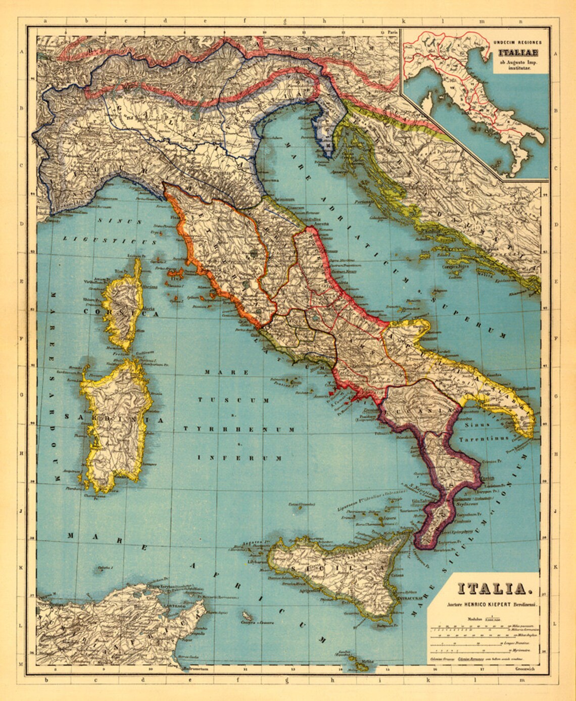 Map of Italy Vintage Italy Map Archival Print Adriatic - Etsy