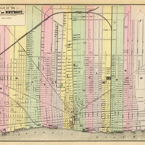 Detroit Map Map of Detroit Archival Reproduction Old Maps Restored Fine ...