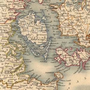 Antique Map, Old Map of Denmark, Vintage Map Showing Sleswig and ...