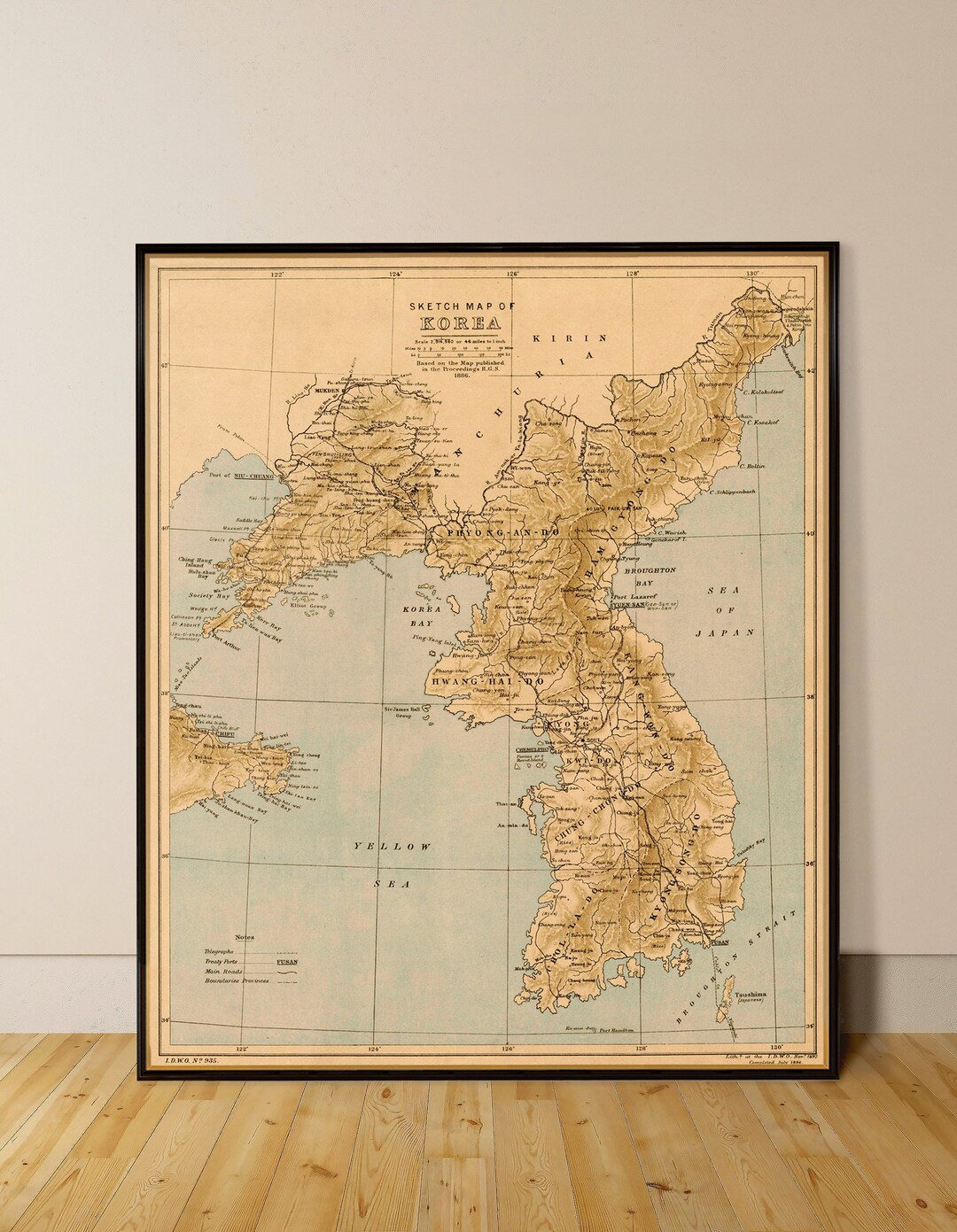 Korea Map, Old Map of Korea Fine Reproduction, Wall Map Decor, History ...