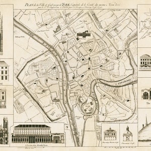 York Map - Antique Map of York (UK) - Fine Reproduction on Matte Paper ...