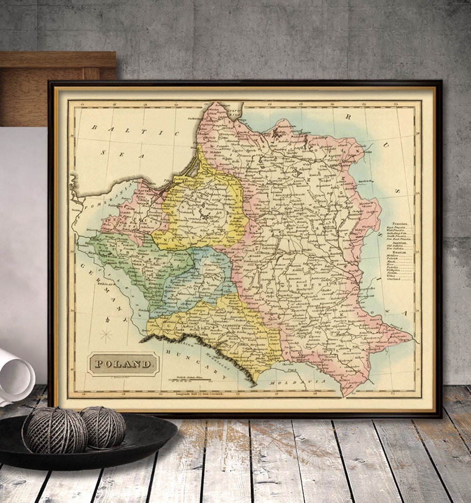 Poland map Old map of Poland reproduction Vintage map of | Etsy