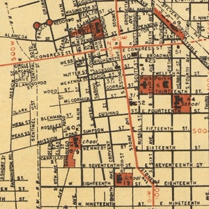 Vintage Map of Tucson, Arizona - Large Wall Map - Fine Print on Paper ...