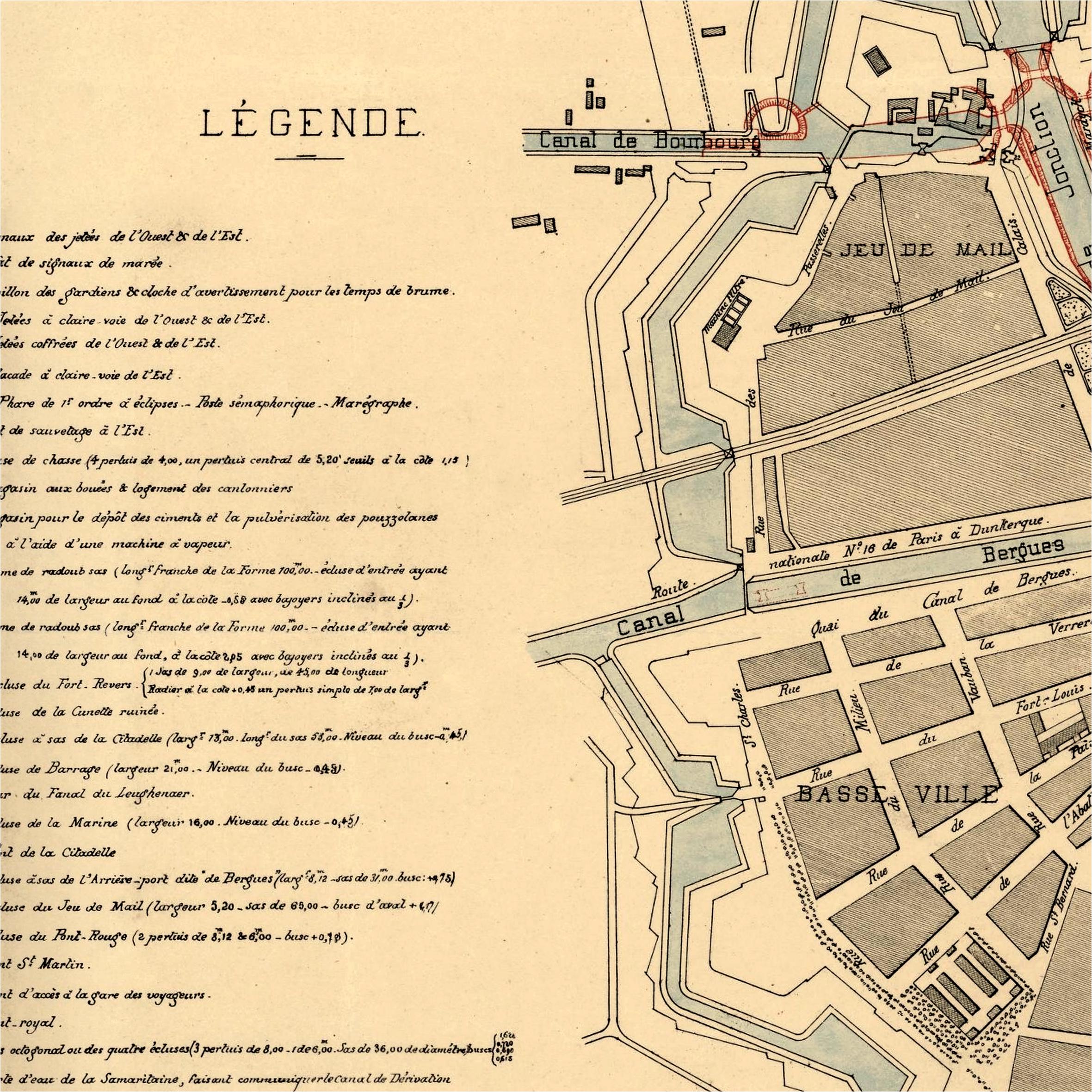 Dunkirk Map - Old Map of Dunkerque - Historic Map Restored - Fine ...