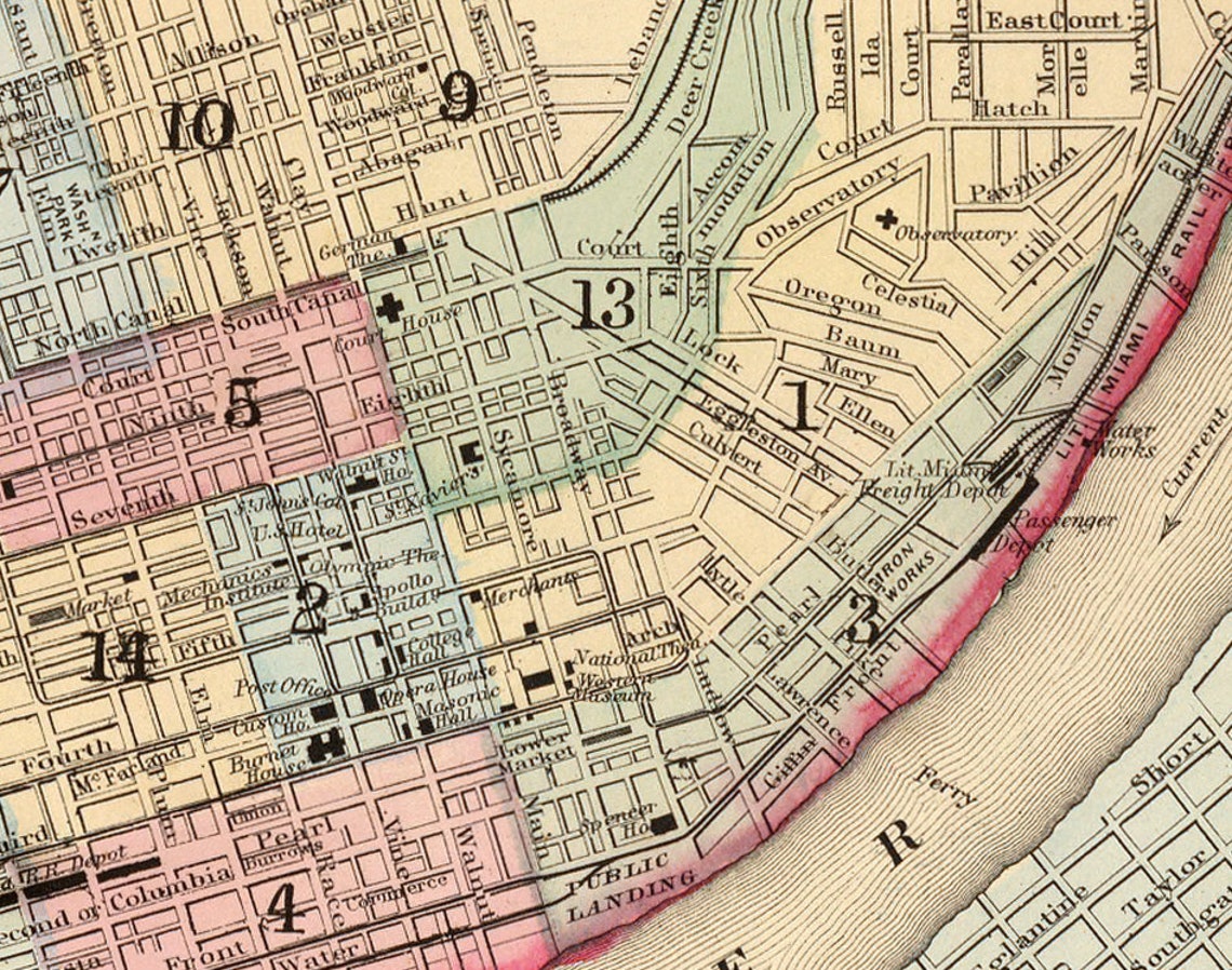 Cincinnati Map, the Queen City Old Map, Historical City Plan Restored ...