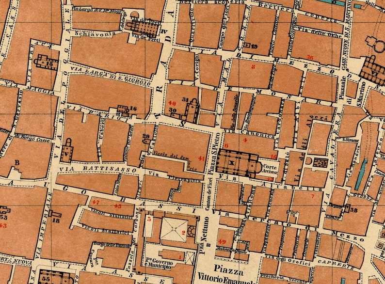 Vintage Map of Bologna Bologna Map Old Map of Bologna - Etsy