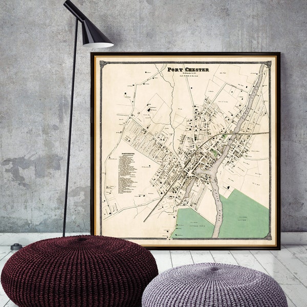 Antique Map of Port Chester Ny - Etsy