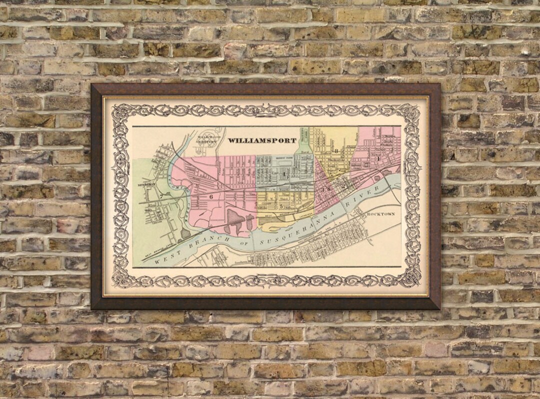 Williamsport Map , Pennsylvania - Old City Map Archival Print - 11 X 18 ...