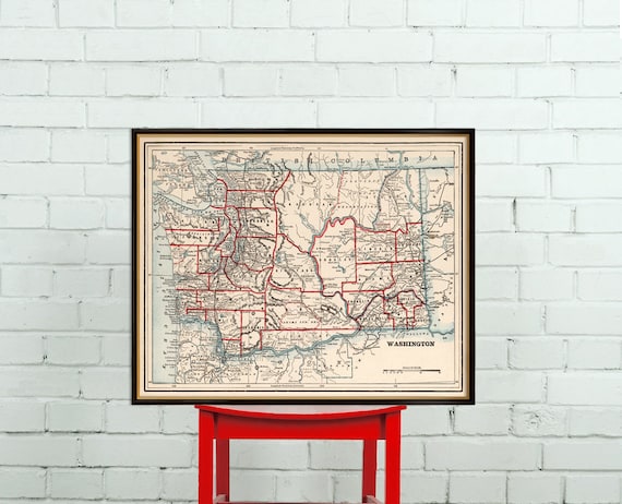 Old Map of Washington state From 1893 Large Map Print - Etsy
