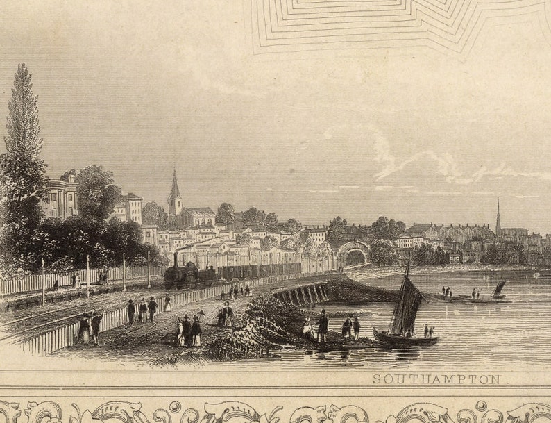 Old Map of Southampton Historical Map With Illustrations - Etsy