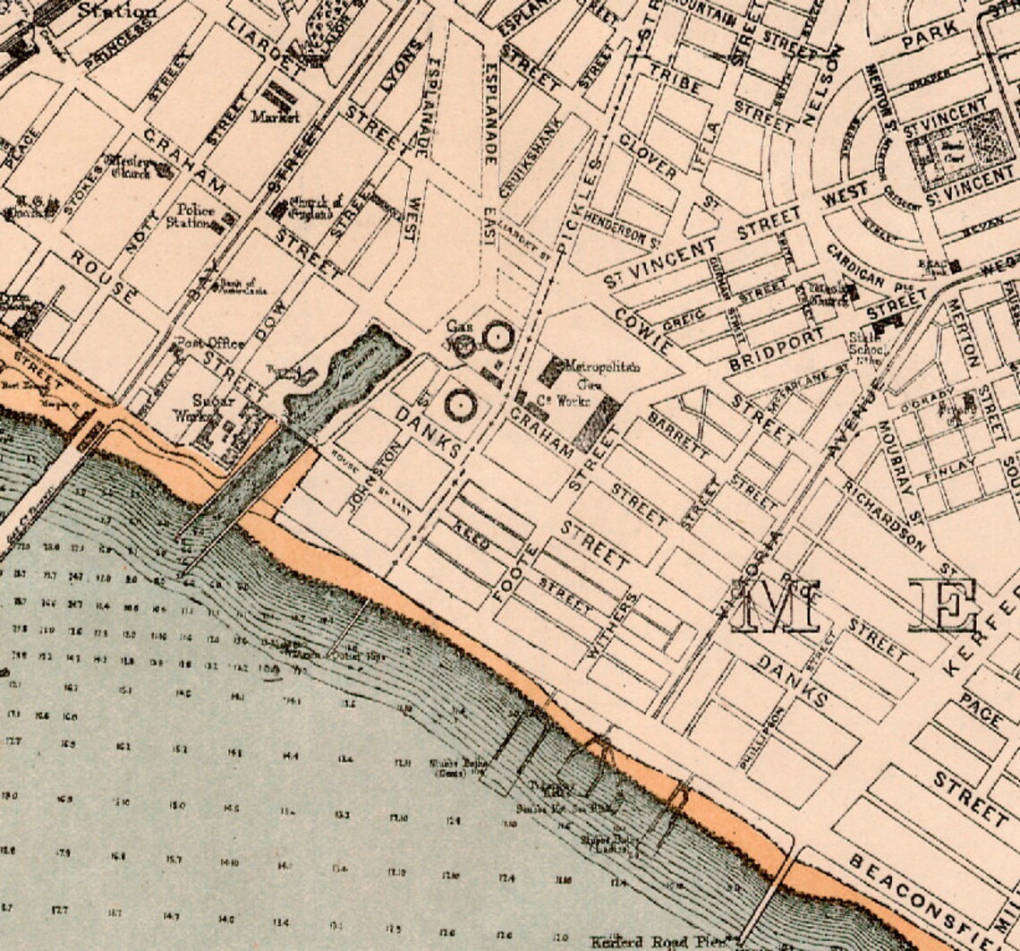 Melbourne Harbour Map Decorative Map of Melbourne Port Fine - Etsy