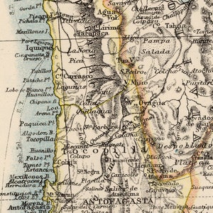 Chile Map - Historical Map of Chile - Large Map Print on Paper or ...