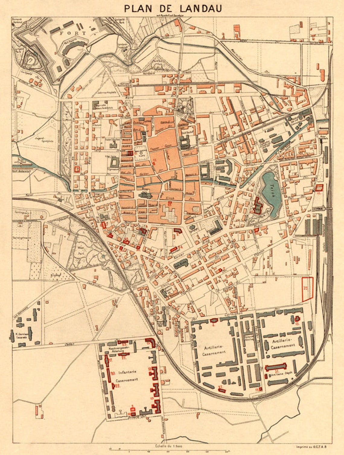 Landau Map Old Map of Landau Fine Giclee Print Landau - Etsy