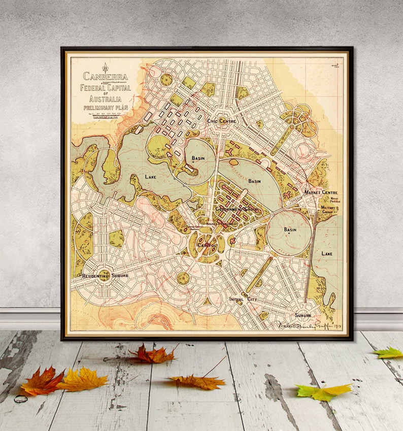 Canberra Map Old Map of Canberra Archival Print Retro - Etsy Australia