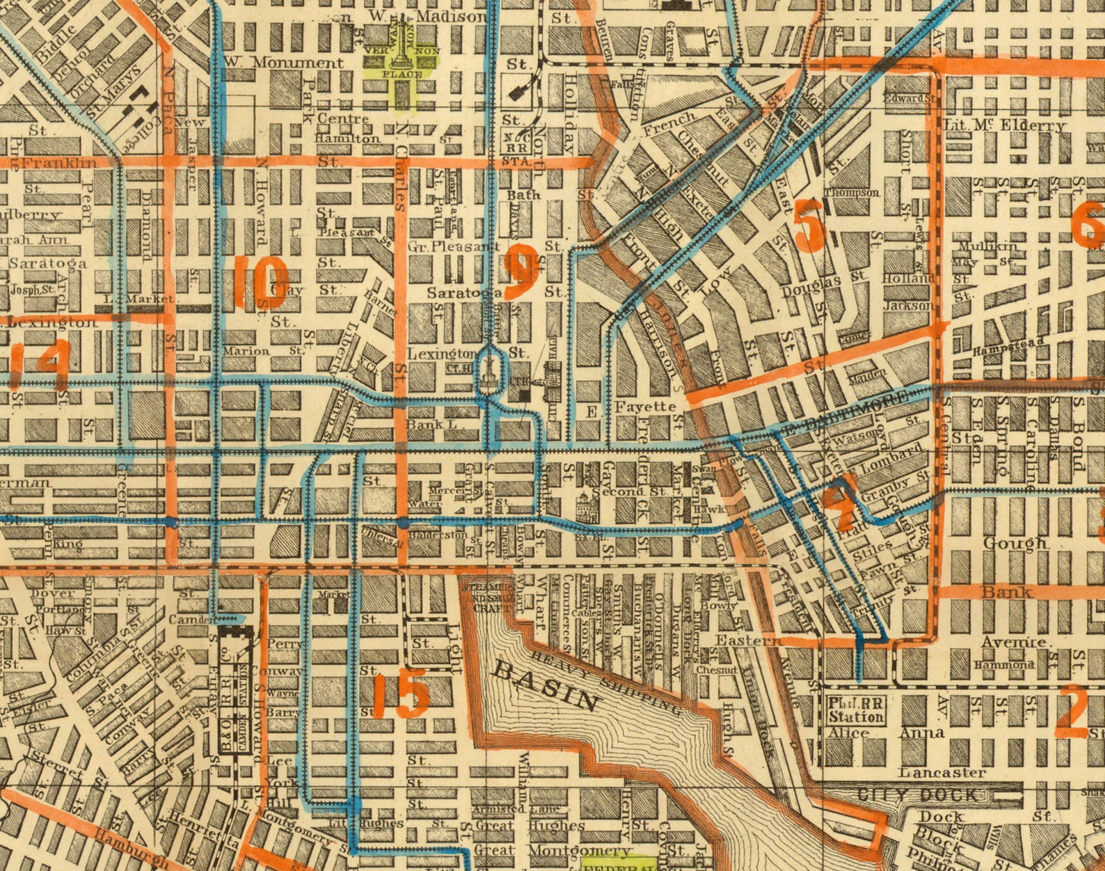 Large Wall Map of Baltimore Detailed Map With Wonderful | Etsy
